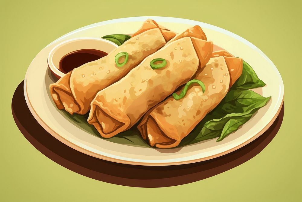 Spring rolls plate food spring | Free Photo Illustration - rawpixel