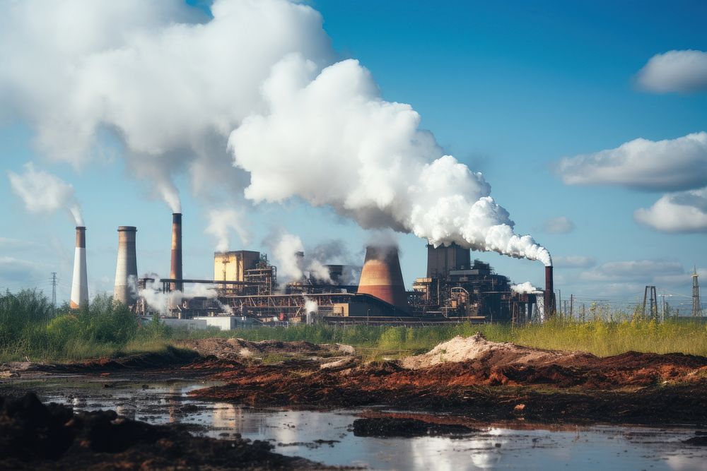 Factory industry pollution architecture building. | Premium Photo ...