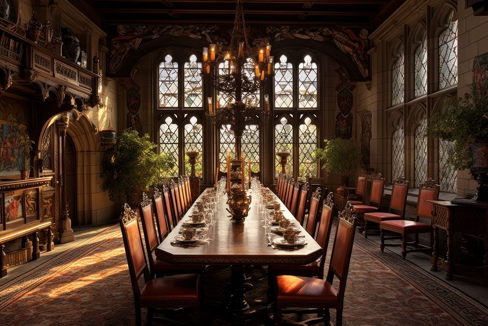 Dinning room interior castle architecture. | Free Photo - rawpixel