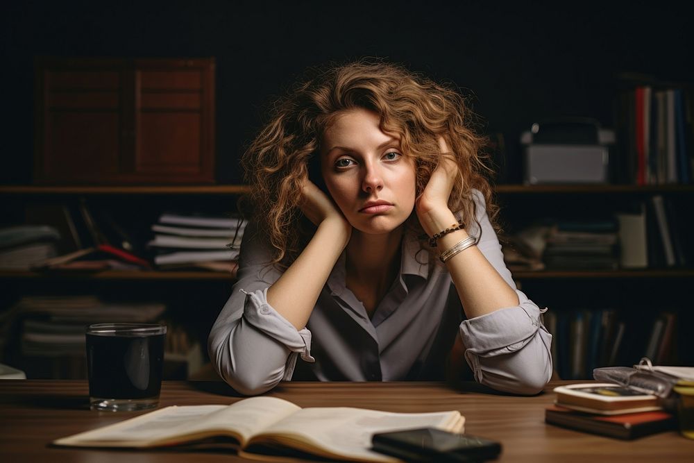 Exhausted worried desk disappointment. | Free Photo - rawpixel