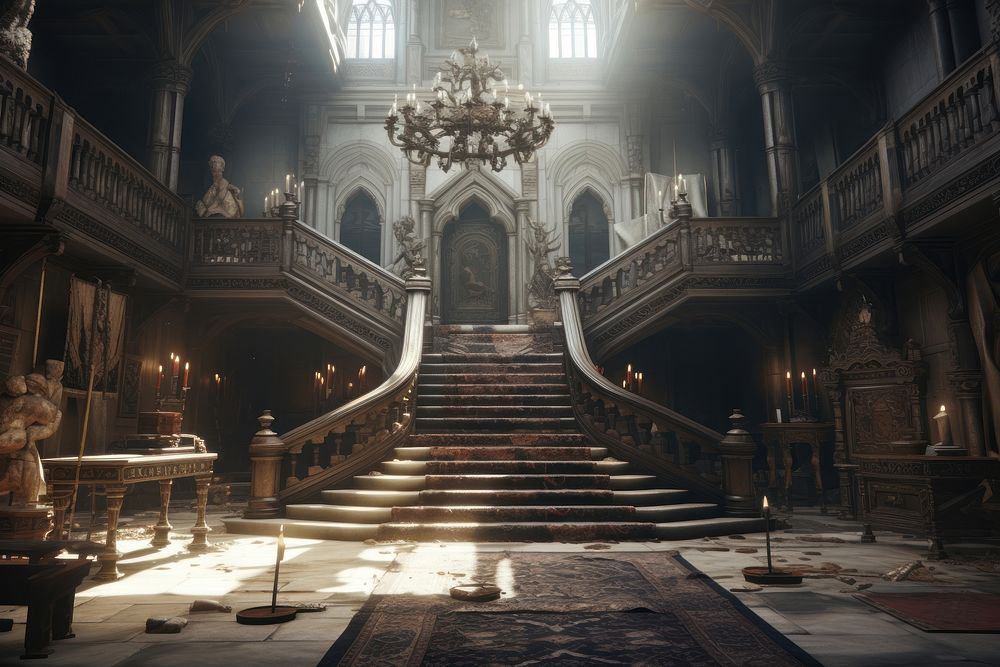 Interior castle architecture staircase building. | Premium Photo - rawpixel