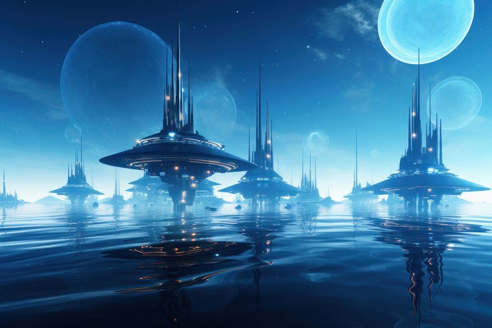 Floating Futuristic Cities futuristic astronomy | Premium Photo - rawpixel