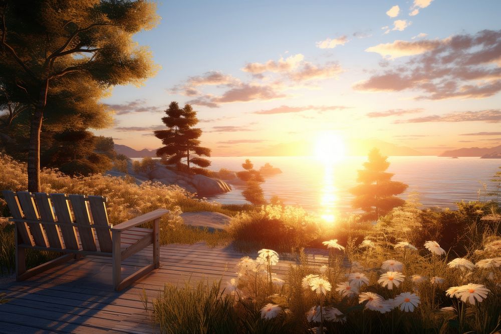 Sunset landscape outdoors nature. AI | Free Photo Illustration - rawpixel