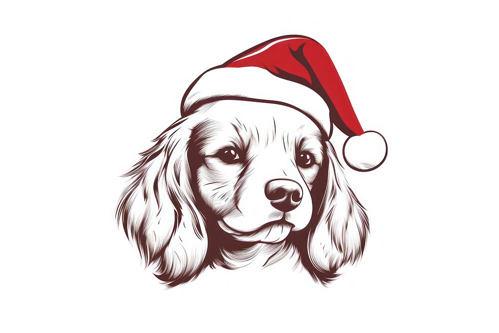 Dog christmas drawing mammal animal. | Free Photo Illustration - rawpixel