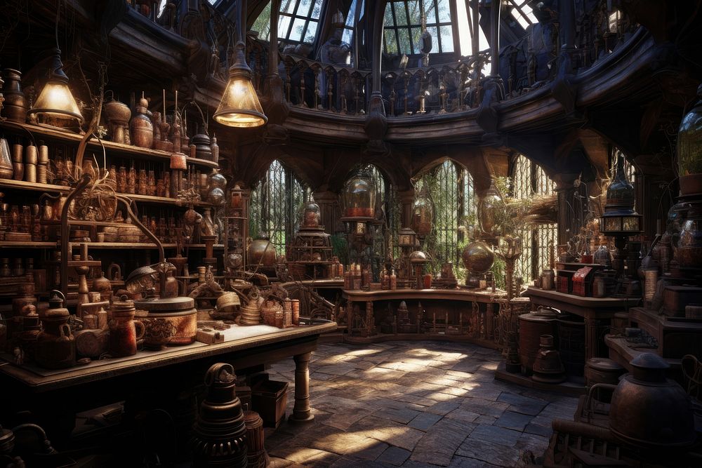 Alchemy workshop architecture building spirituality. | Premium Photo ...