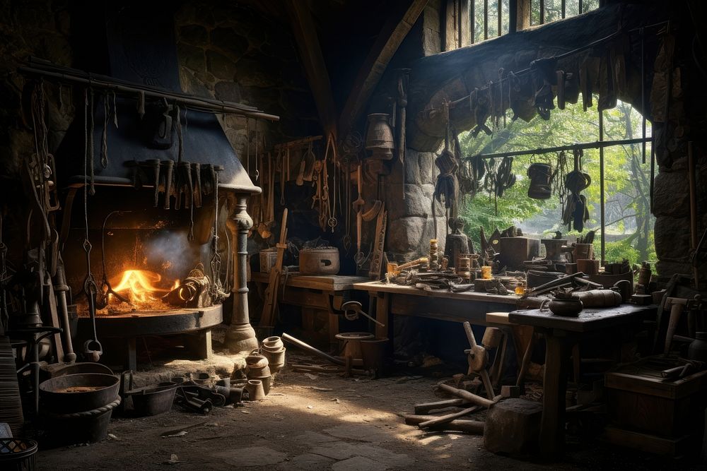 Sword smithy architecture building workshop. | Free Photo - rawpixel