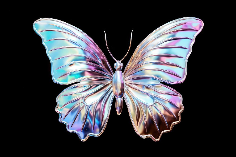 Silvery holographic butterfly animal insect | Free Photo - rawpixel
