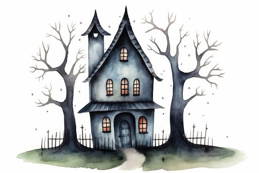 Haunted house architecture building cartoon. | Free Photo Illustration ...