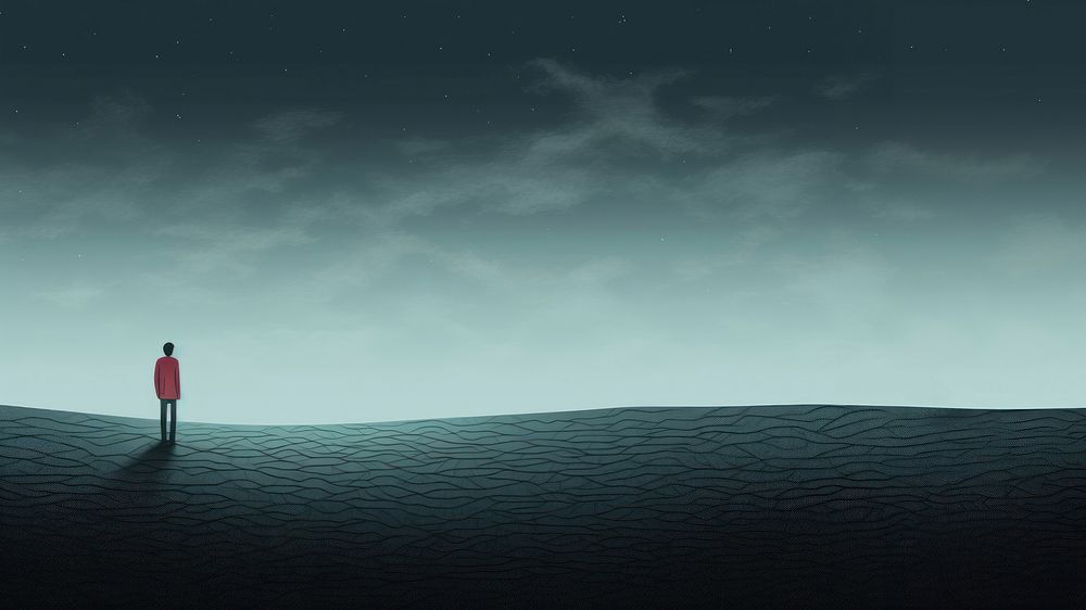 illustration sad person standing alone. | Free Photo Illustration ...