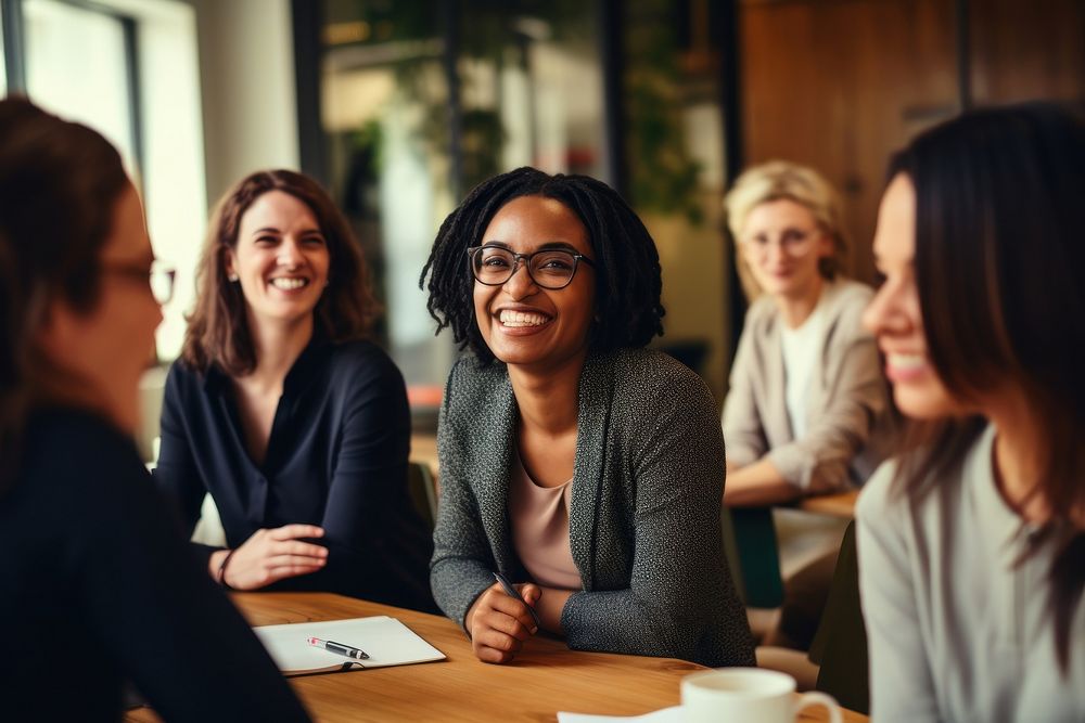 Conversation laughing smiling meeting. | Premium Photo - rawpixel