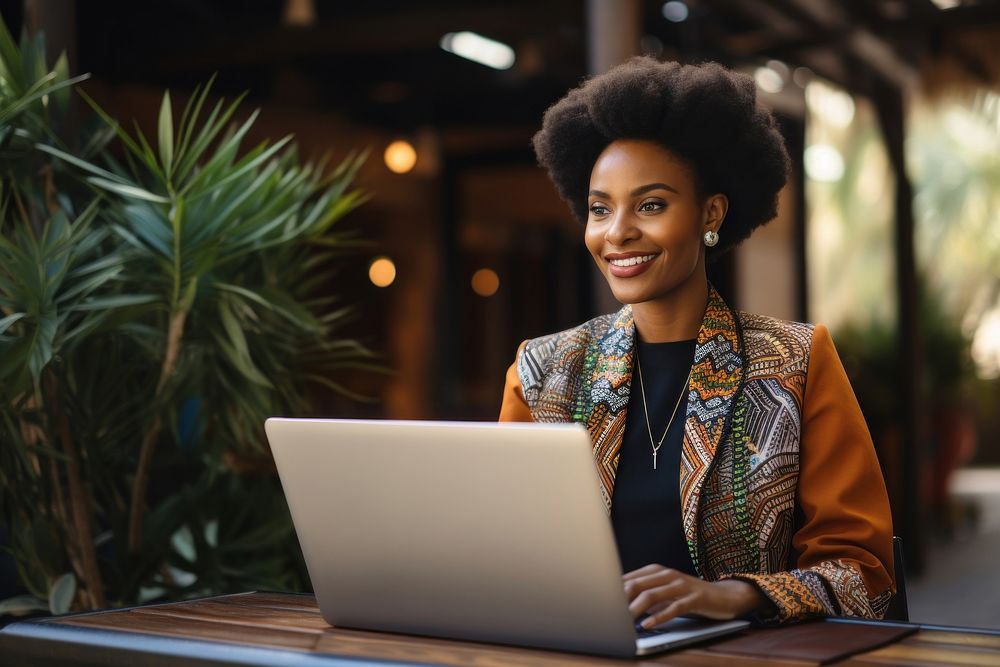 Joyful african woman laptop computer | Free Photo - rawpixel