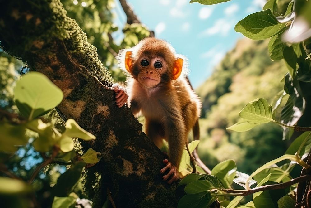 Monkey climbing wildlife outdoors animal. | Premium Photo - rawpixel