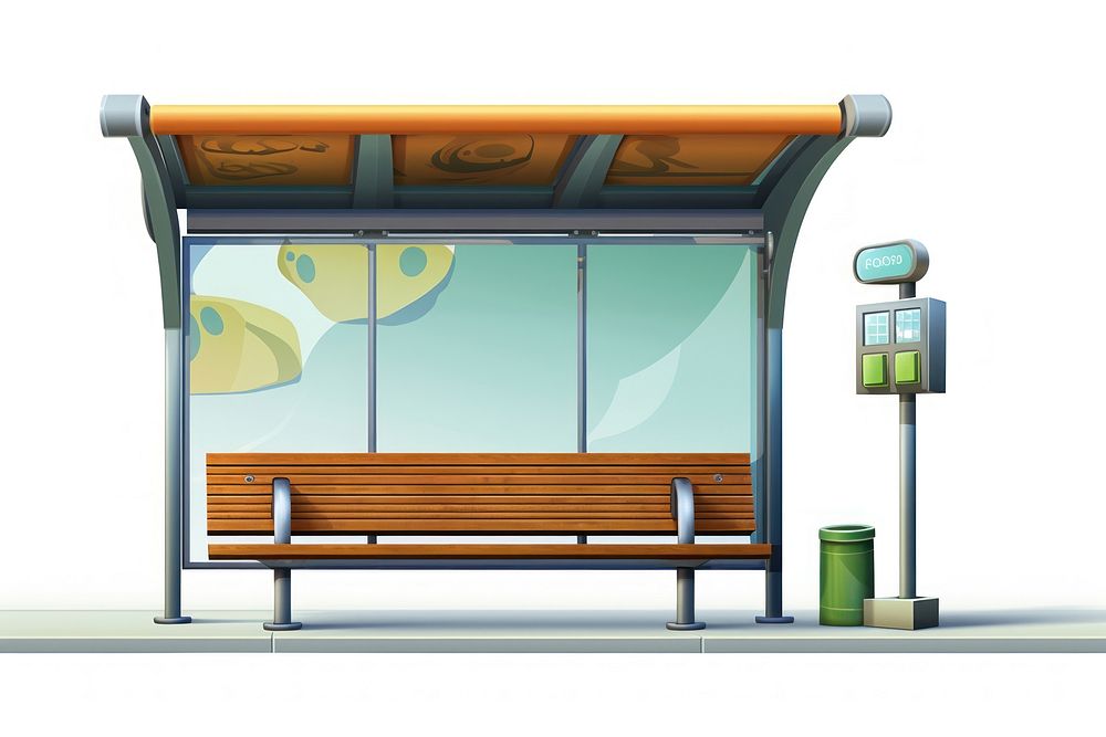 Bus stop architecture furniture cartoon. | Premium Photo Illustration ...