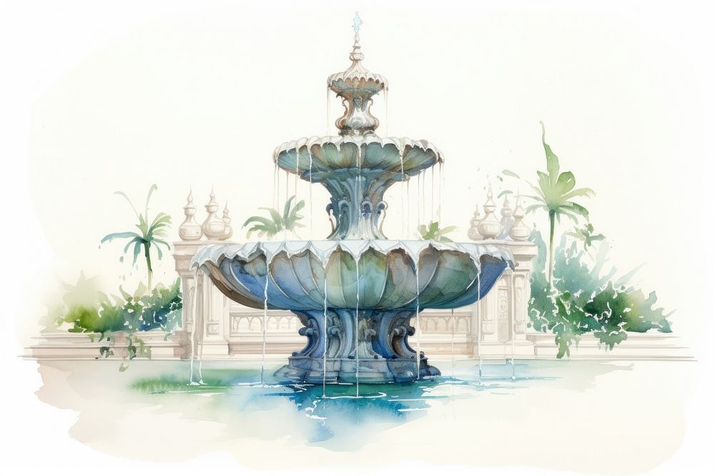 Arabian style fountain architecture water | Free Photo Illustration - rawpixel