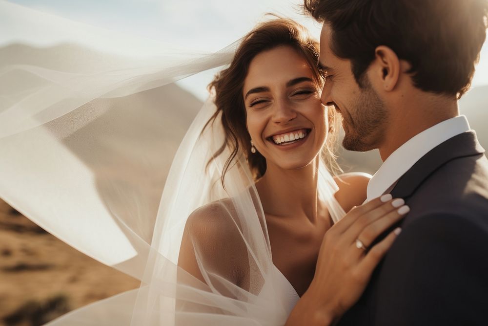 Wedding dress bride photography laughing. | Free Photo - rawpixel