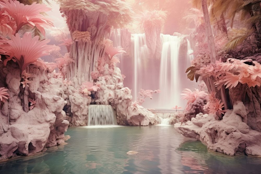 Enchanted Waterfall Oasis waterfall outdoors | Premium Photo - rawpixel