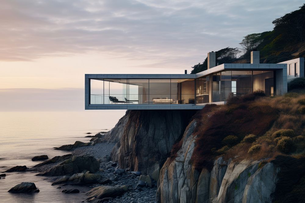Modern house sea architecture building. | Free Photo - rawpixel