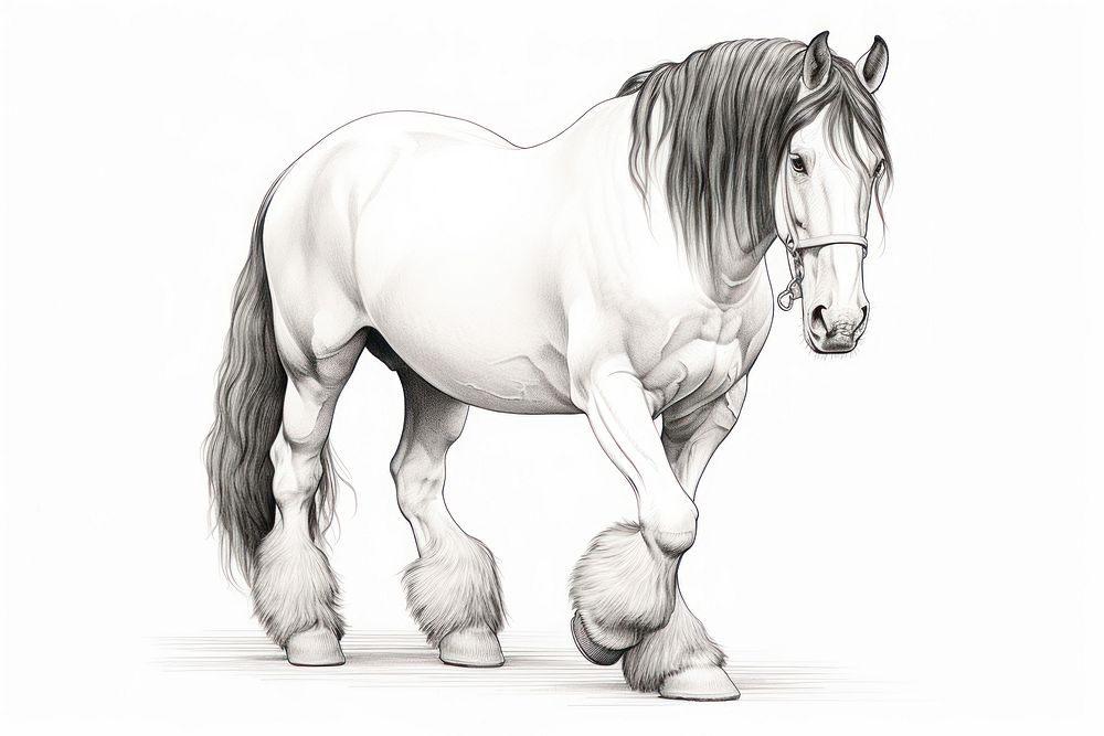 Clydesdale horse drawing mammal animal. | Premium Photo Illustration ...