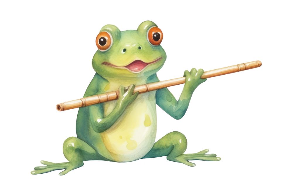 Ribbit playing Flute animal amphibian | Free Photo Illustration - rawpixel