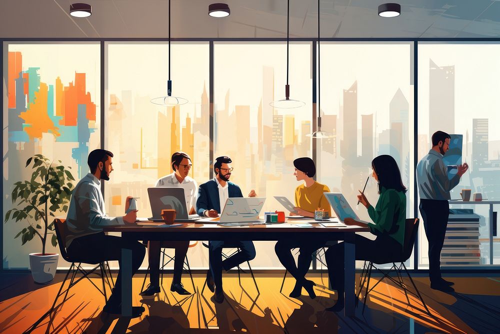 People meeting office computer laptop. | Free Photo Illustration - rawpixel