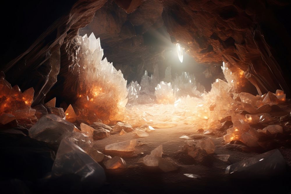 Cave glowing crystal nature. AI | Premium Photo - rawpixel