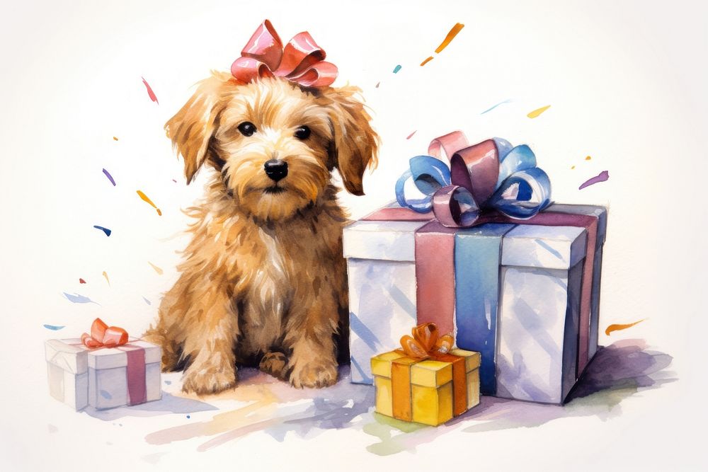 Dog celebrating birthday cartoon mammal | Free Photo Illustration ...