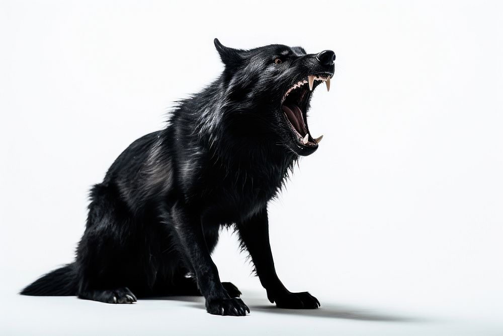 black wolf howling mammal animal | Free Photo - rawpixel