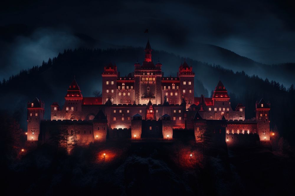 dracula castle architecture building night. | Premium Photo - rawpixel