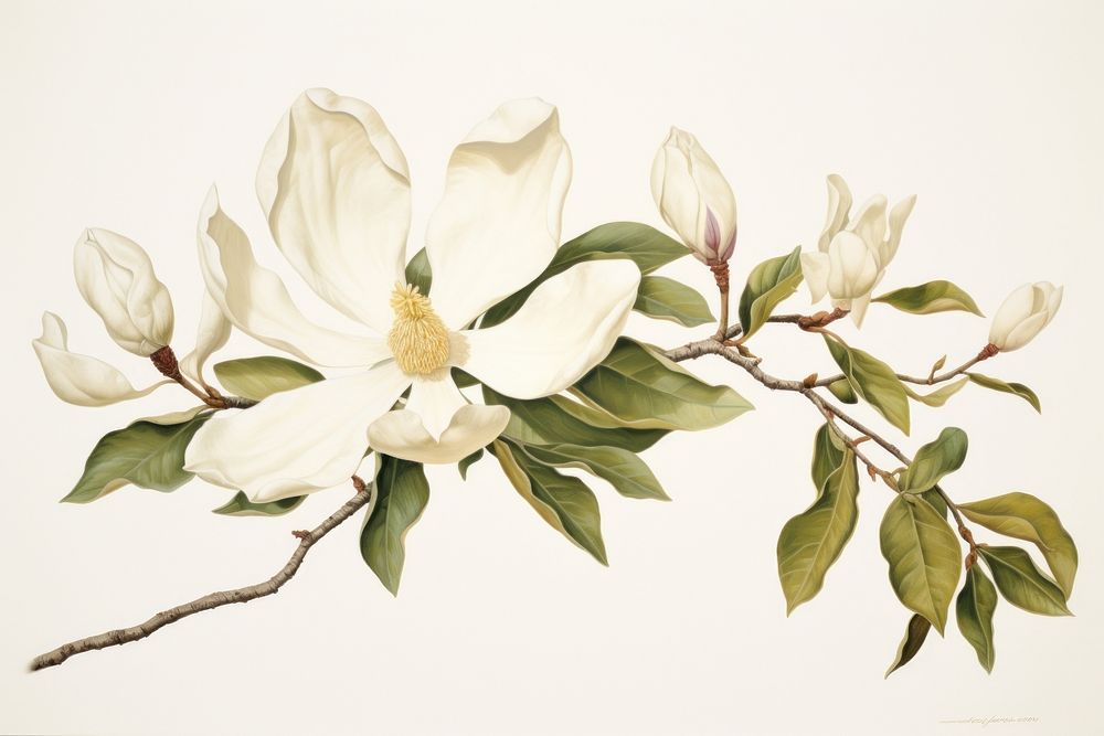 Magnolia painting blossom drawing. AI | Premium Photo Illustration ...