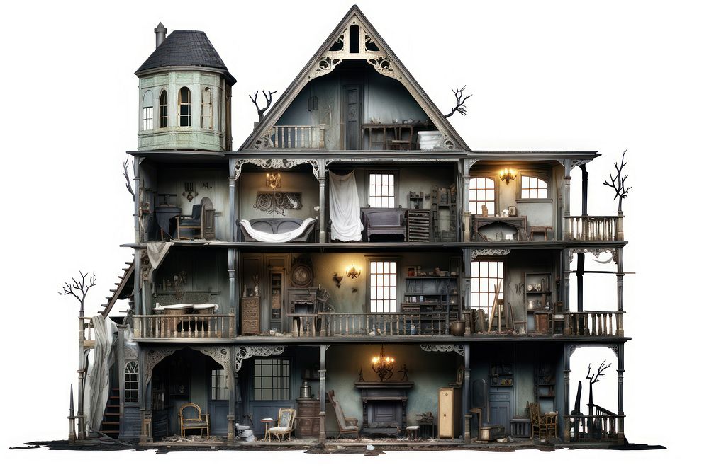 Haunted house architecture building white | Premium Photo - rawpixel