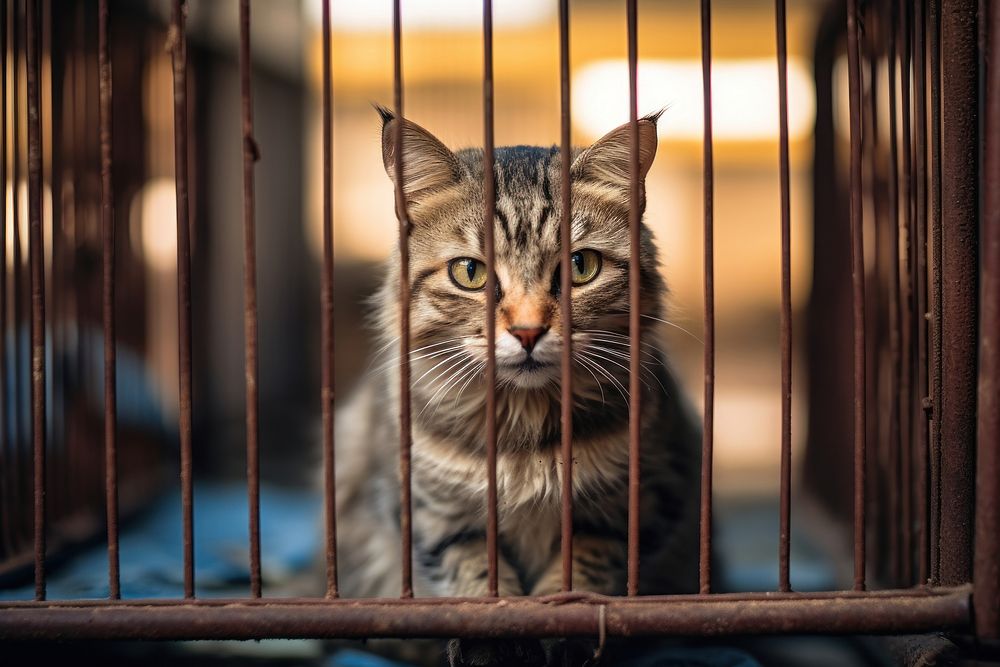 Cat animal cage mammal. AI | Free Photo - rawpixel
