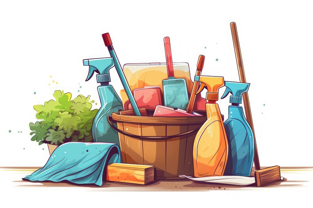 Cleaning drawing illustrated container. | Free Photo Illustration ...