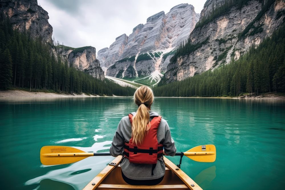 Young woman kayaking lake recreation | Free Photo - rawpixel