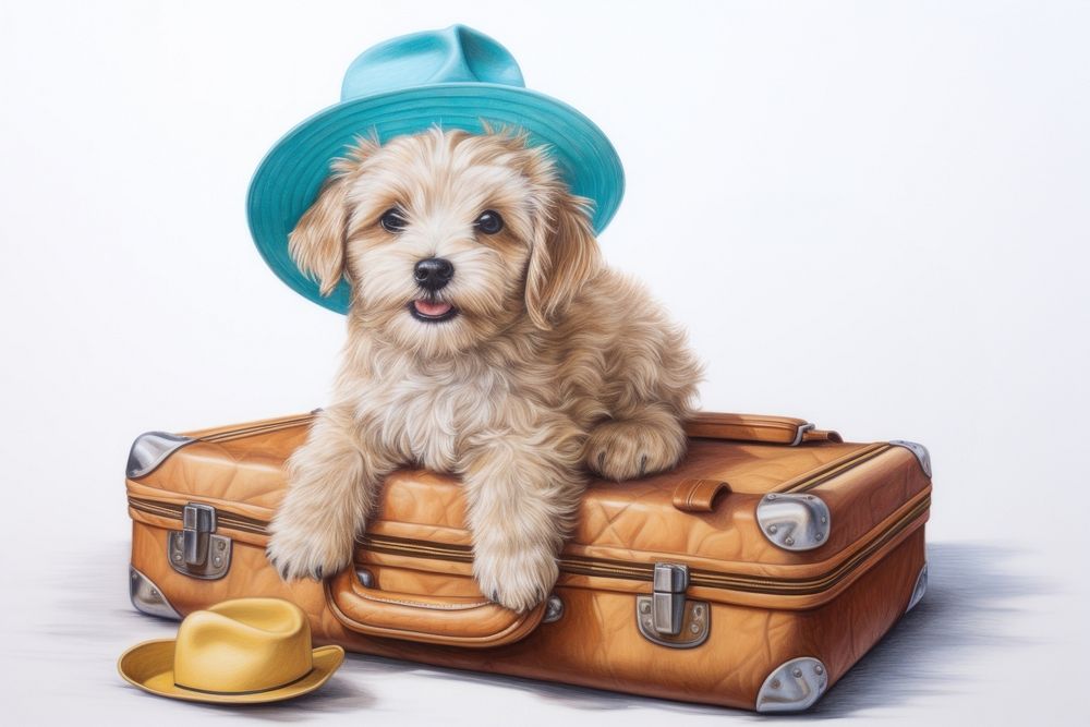 Puppy suitcase luggage baggage. AI | Free Photo Illustration - rawpixel