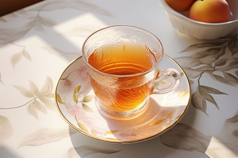 Peach tea cup saucer drink. | Premium Photo - rawpixel
