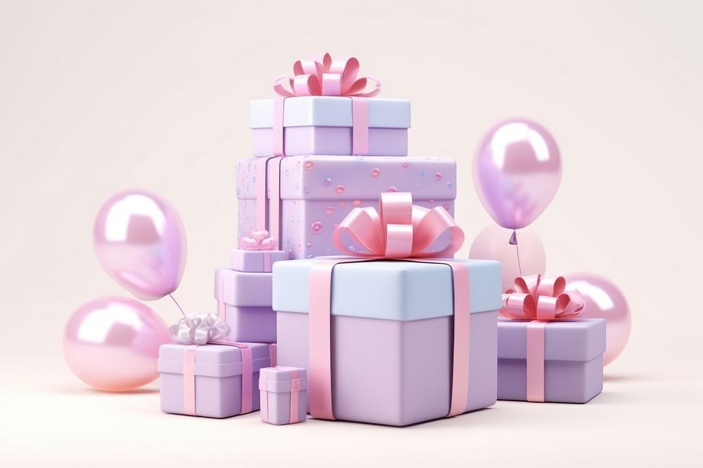 Birthday balloon gift box. | Premium Photo Illustration - rawpixel