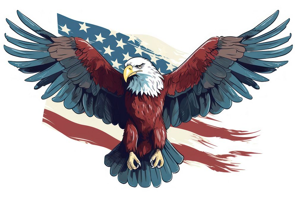 Eagle american flag drawing flying | Free Photo Illustration - rawpixel