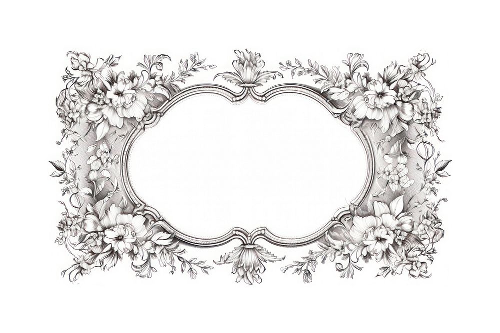Sketch decorative monogram floral rectangle | Free Photo Illustration ...
