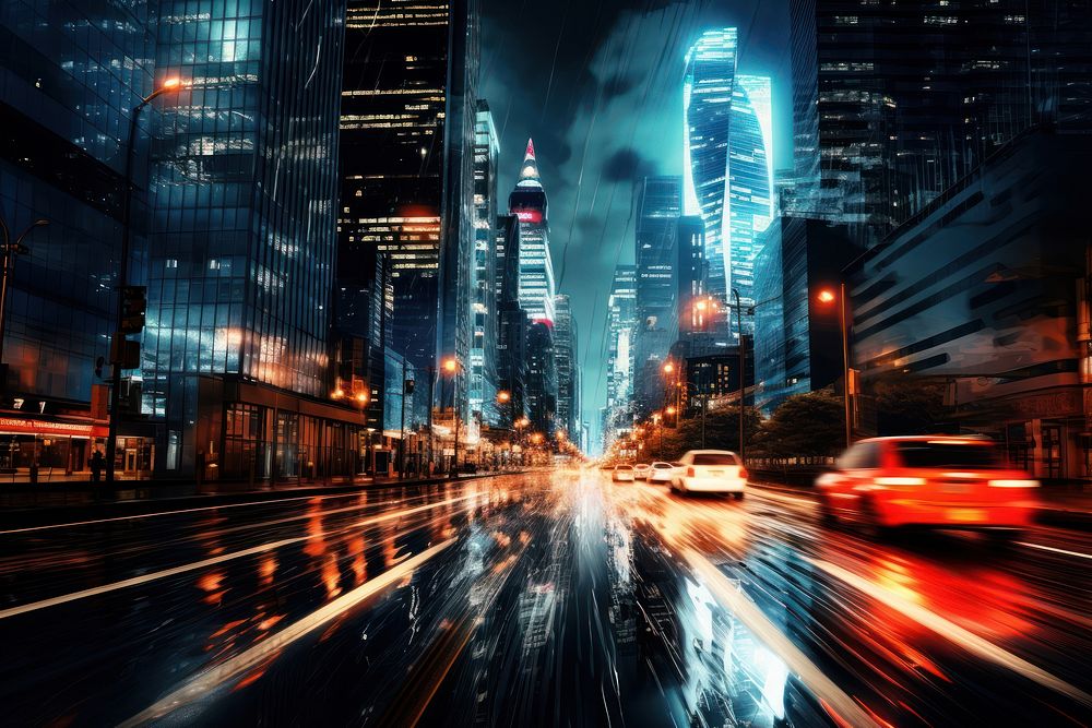 Cars speed city night car | Free Photo - rawpixel