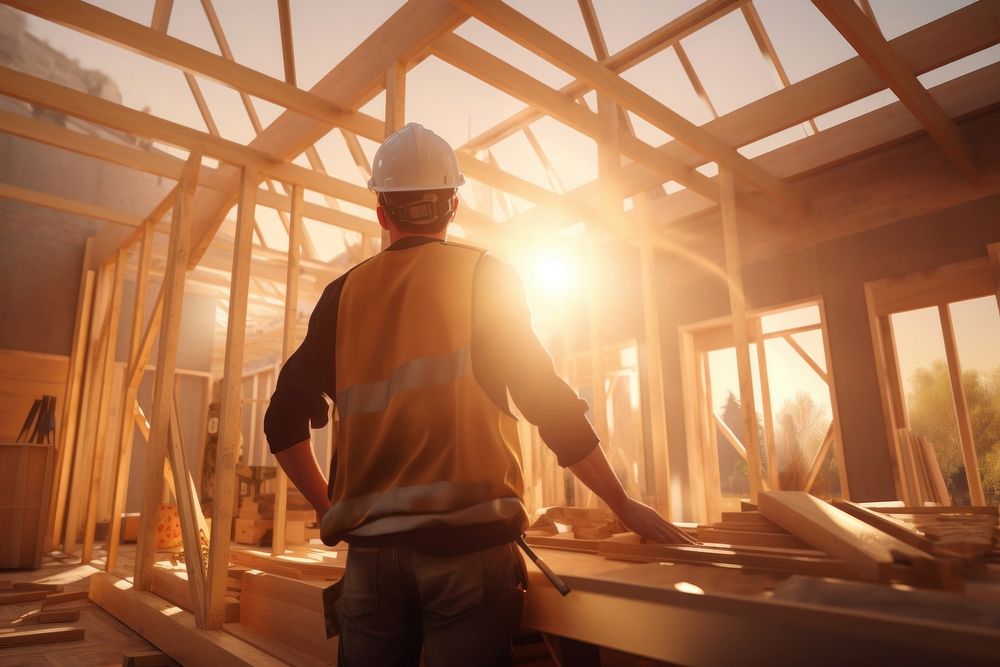 wooden house frame engineer construction | Free Photo - rawpixel