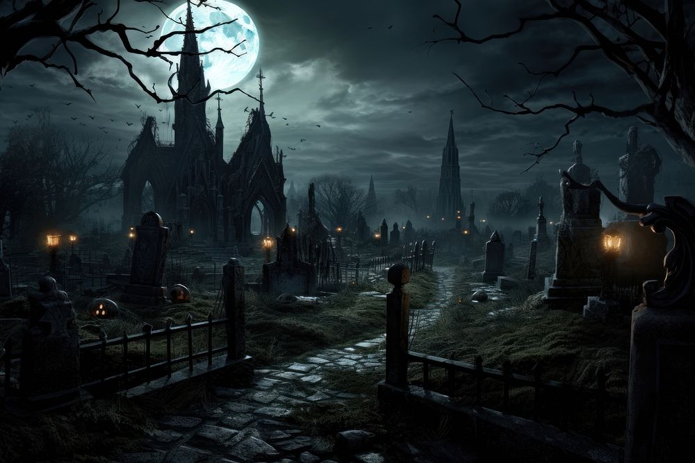 Horror cemetery night outdoors horror. | Premium Photo - rawpixel