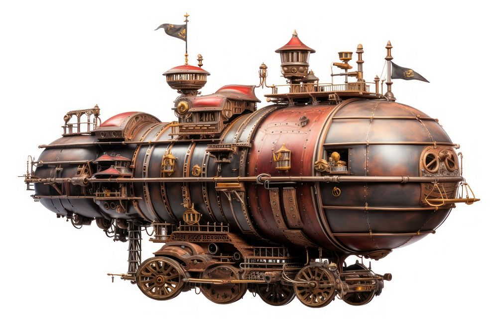 Steampunk airship locomotive vehicle train. | Free Photo - rawpixel