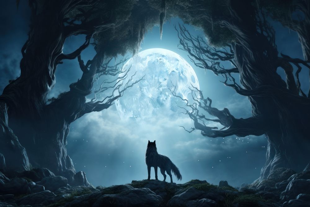 Wolf moon outdoors fantasy. | Premium Photo - rawpixel