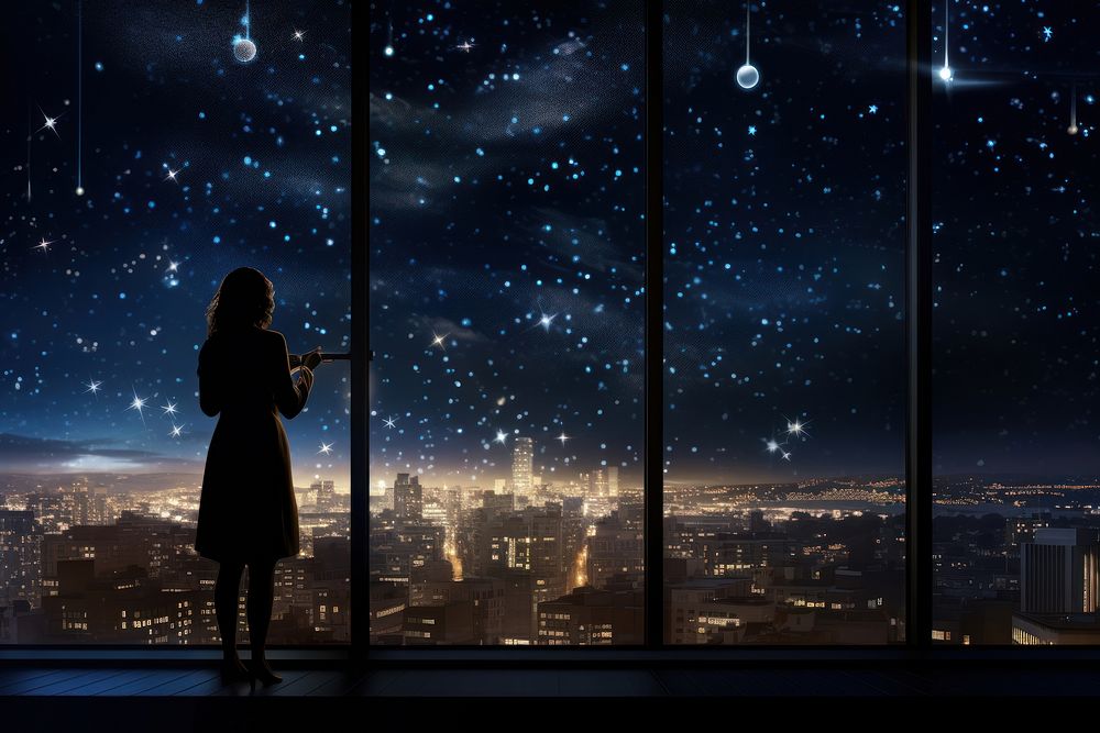 City view night, starry sky. | Free Photo - rawpixel