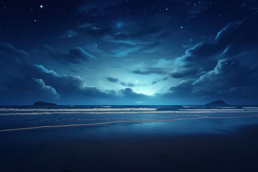 Night beach sky sea. | Premium Photo - rawpixel