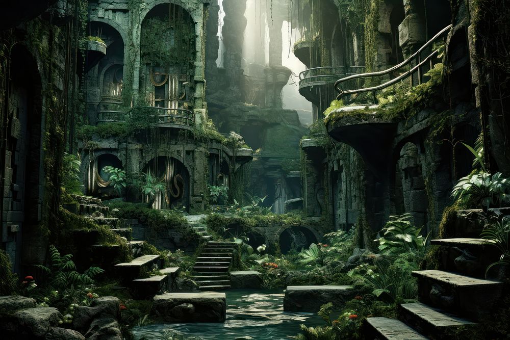 Botanical underground city background architecture | Premium Photo ...
