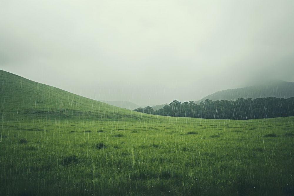 Heavy rain meadow hills landscape | Premium Photo - rawpixel
