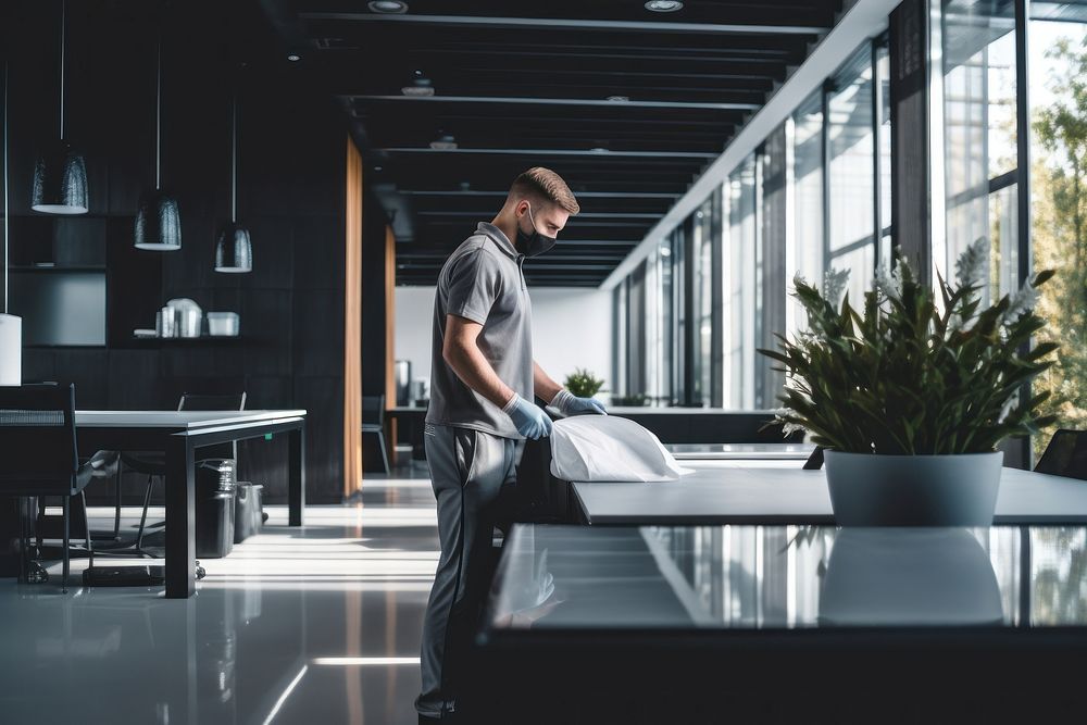 Cleaning adult man architecture. AI | Premium Photo - rawpixel