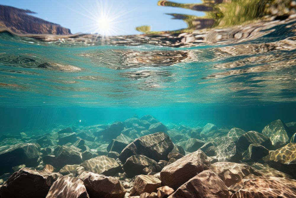Riverbed underwater rock outdoors. AI | Premium Photo - rawpixel