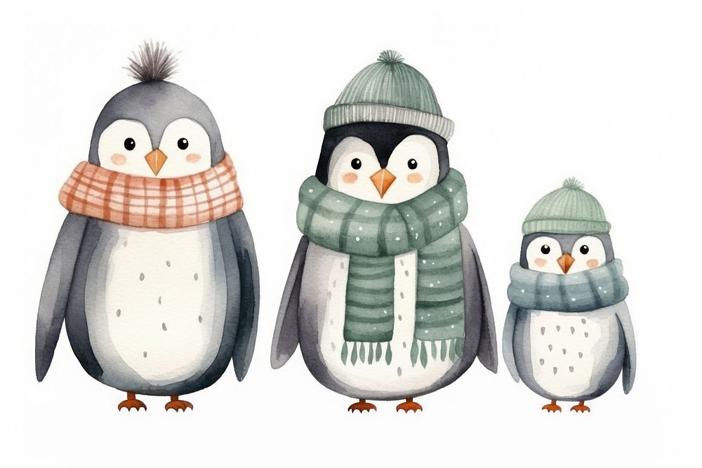 Penguin family cartoon winter animal. | Free Photo Illustration - rawpixel